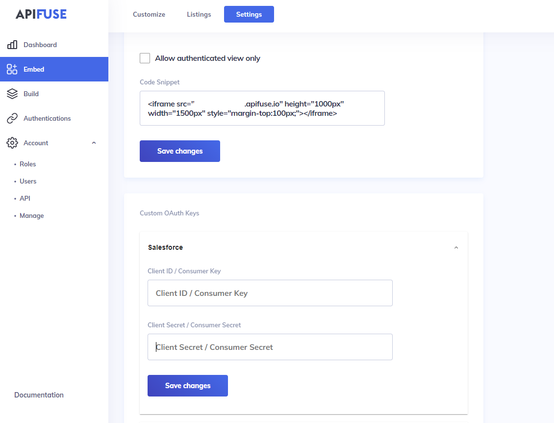 Setup Custom OAuth Keys - APIfuse Docs